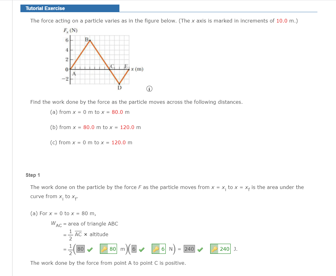Solved Tutorial Exercise The force acting on a particle | Chegg.com