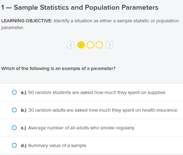 Solved 1 - Sample Statistics and Population Parameters | Chegg.com