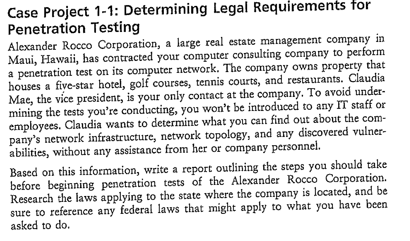 Solved Case Project 1 1 Determining Legal Requirements For