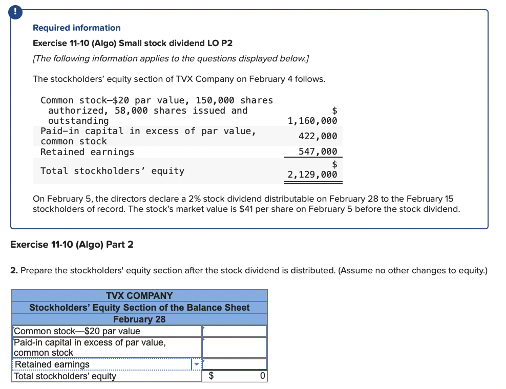 Solved Required information Exercise 11-10 (Algo) Small | Chegg.com