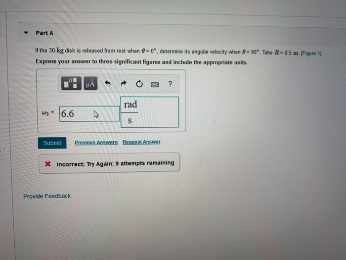 Solved Part A If the 30-kg disk is released from rest when | Chegg.com