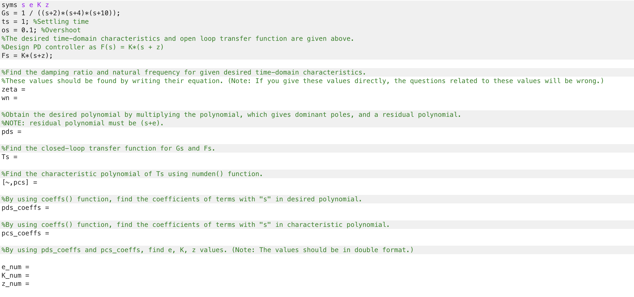 Solved Design A Pd Controller Using Polynomial Equalities 8844