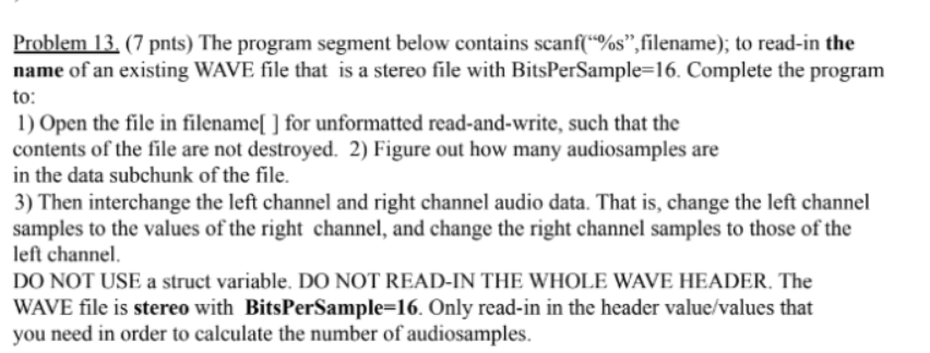 Problem 13 (7 pnts) The program segment below | Chegg.com
