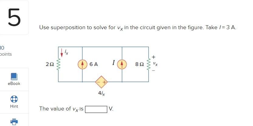 Solved Use superposition to solve for vx in the circuit | Chegg.com