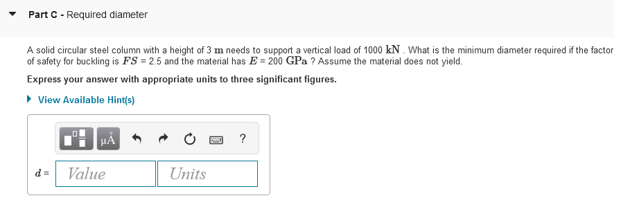 Solved Part A - Maximum load A column is made from a | Chegg.com