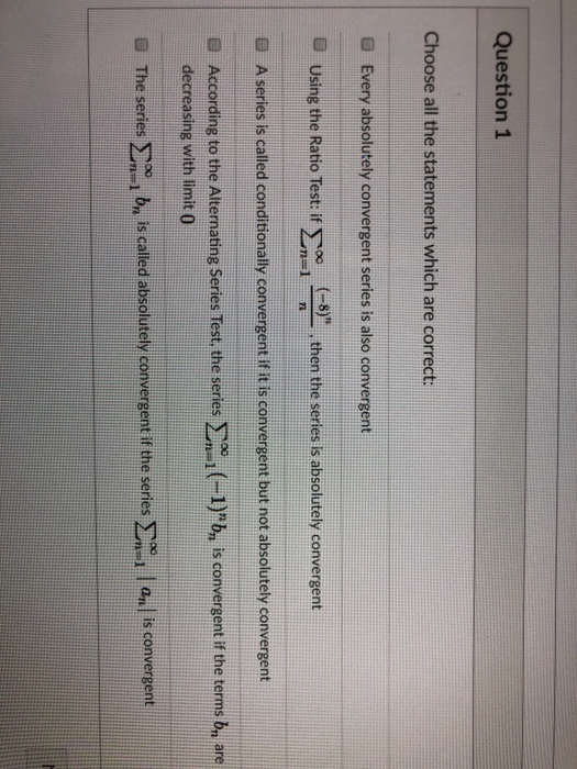 Solved Question 1 Choose all the statements which are | Chegg.com