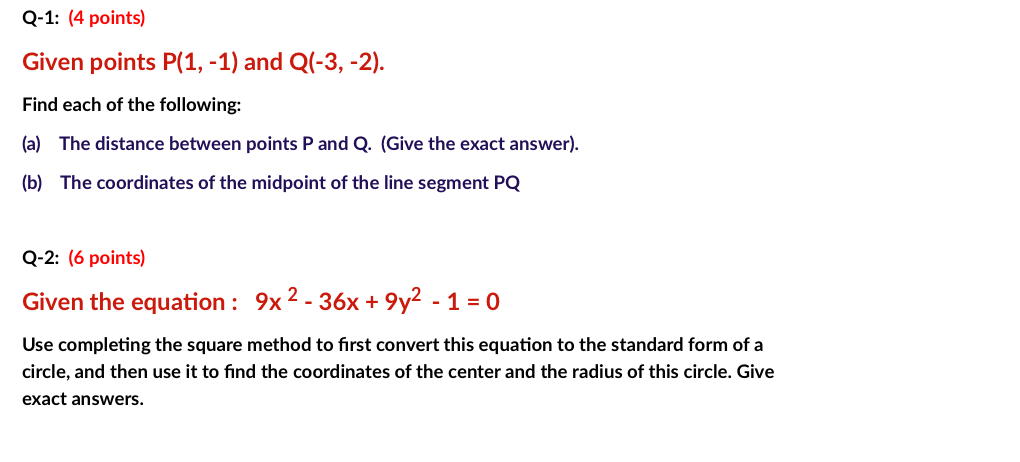 Solved Q-2: (6 ﻿points)Given the equation : | Chegg.com
