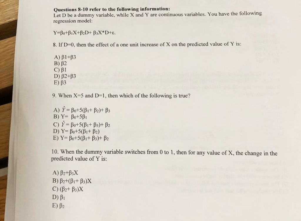 Solved Questions 8-10 refer to the following information: | Chegg.com