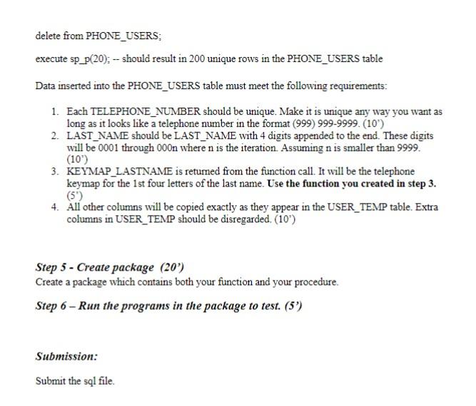 Solved For this exercise, you will create a table and | Chegg.com