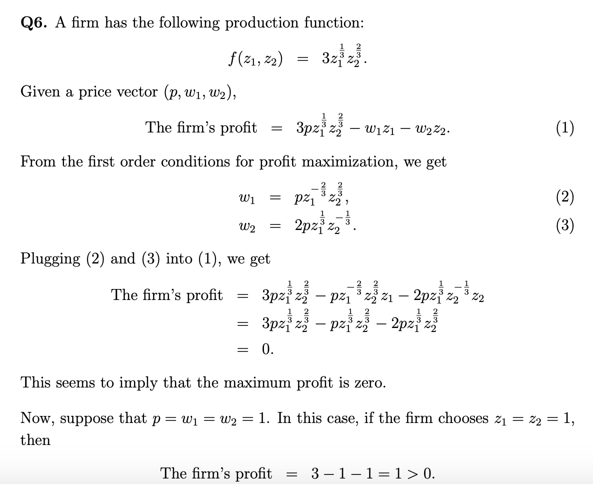 Solved Q6. A firm has the following production function: | Chegg.com