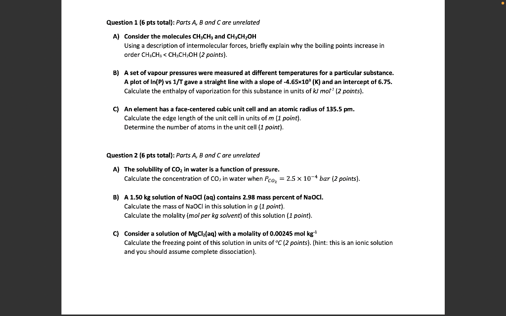Solved Question 1 (6 pts total): Parts A, B and C are | Chegg.com