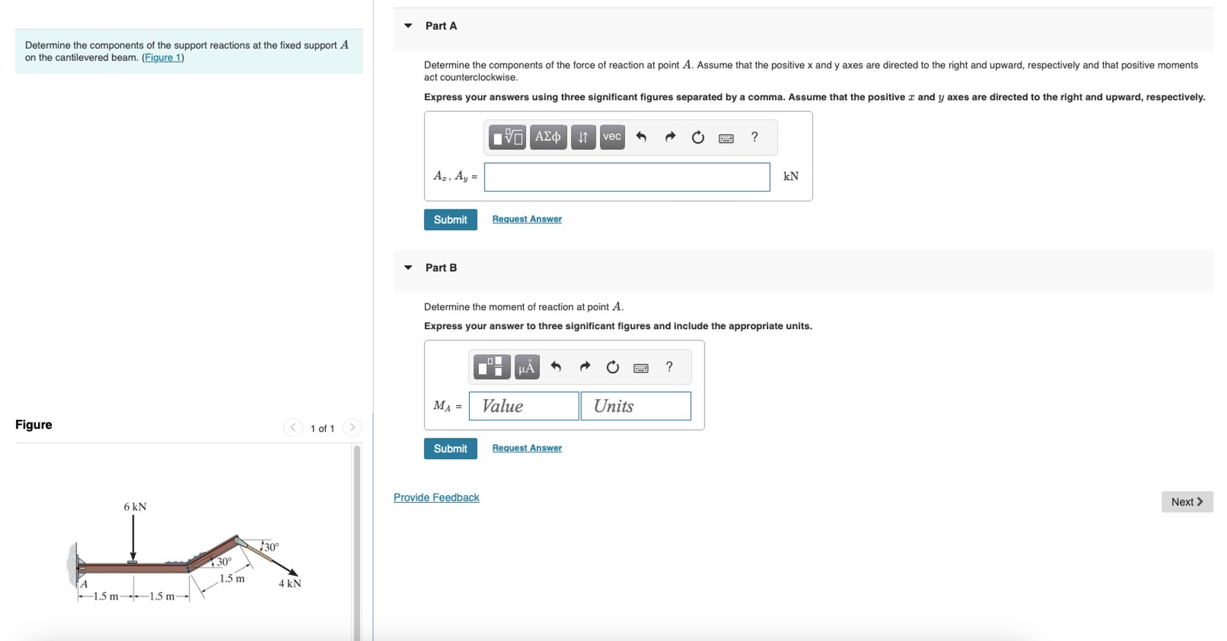 Solved Determine the components of the support reactions at | Chegg.com