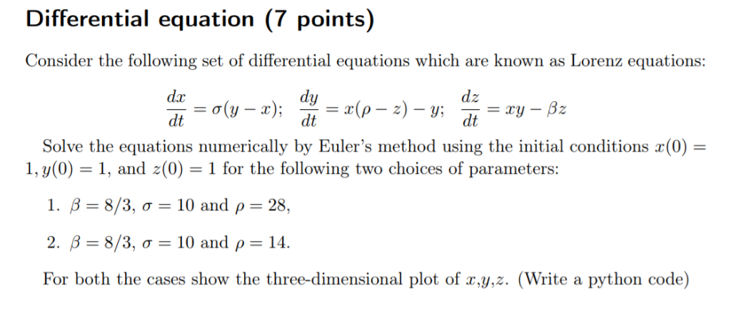 Differential equation (7 points) Consider the | Chegg.com