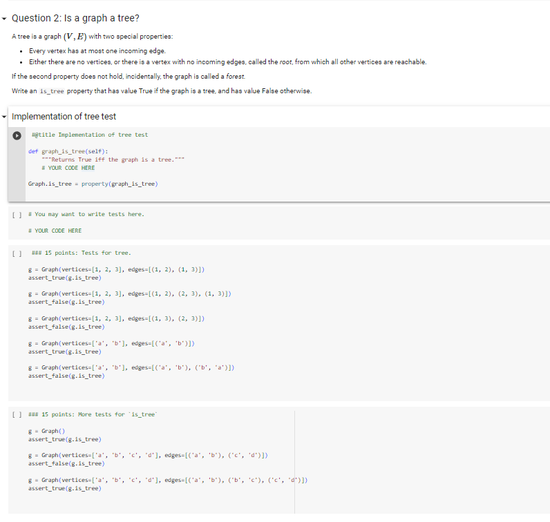 Question 2: Is a graph a tree? A tree is a graph | Chegg.com