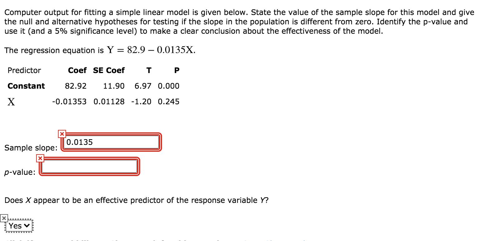 Solved Computer output for fitting a simple linear model is | Chegg.com