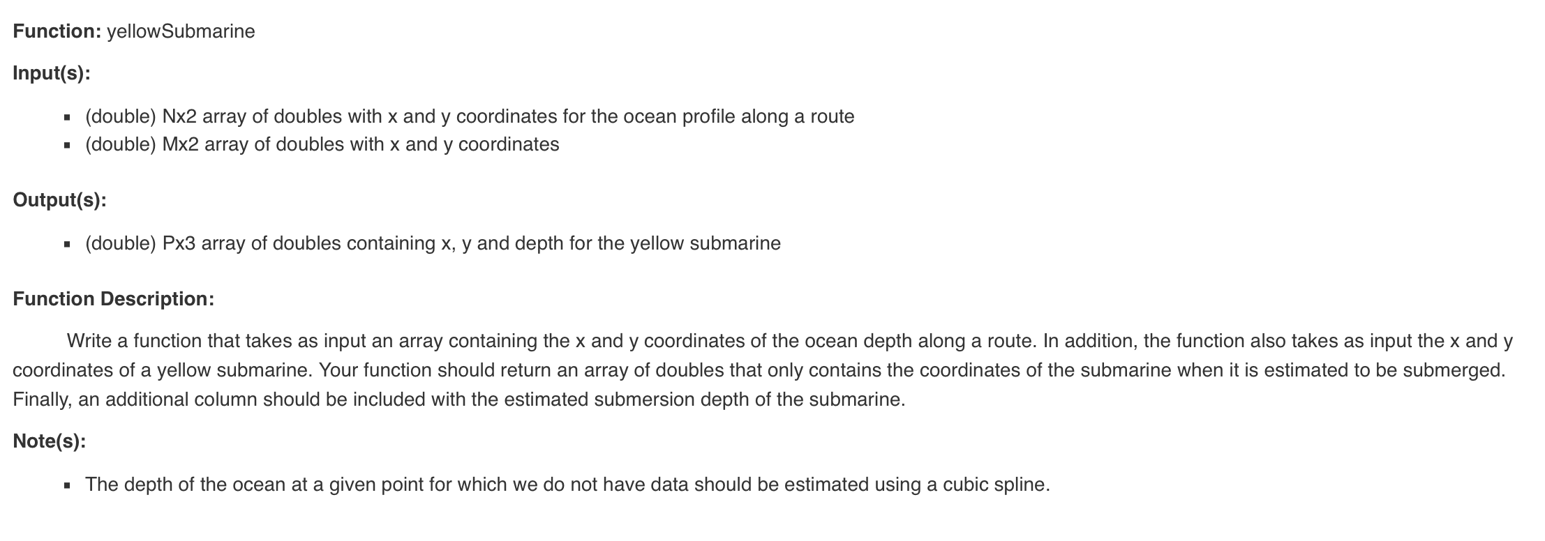 Solved ON MATLAB; CODE TO CALL FUNCTION: profile = [1 2; | Chegg.com