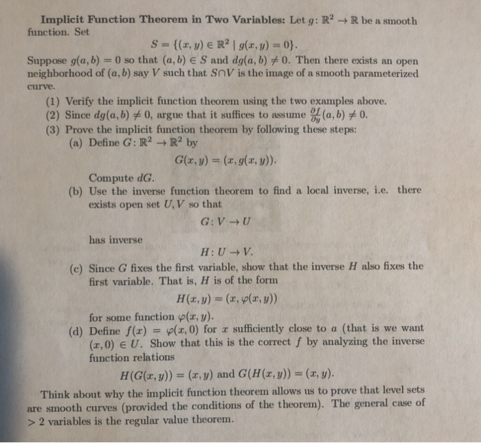 Solved Implicit Function Theorem In Two Variables Let G R2 3659