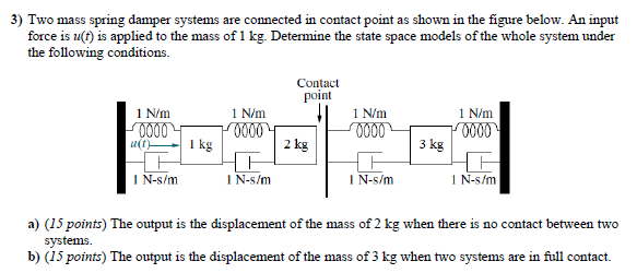 Two mass spring damper systems are connected in | Chegg.com
