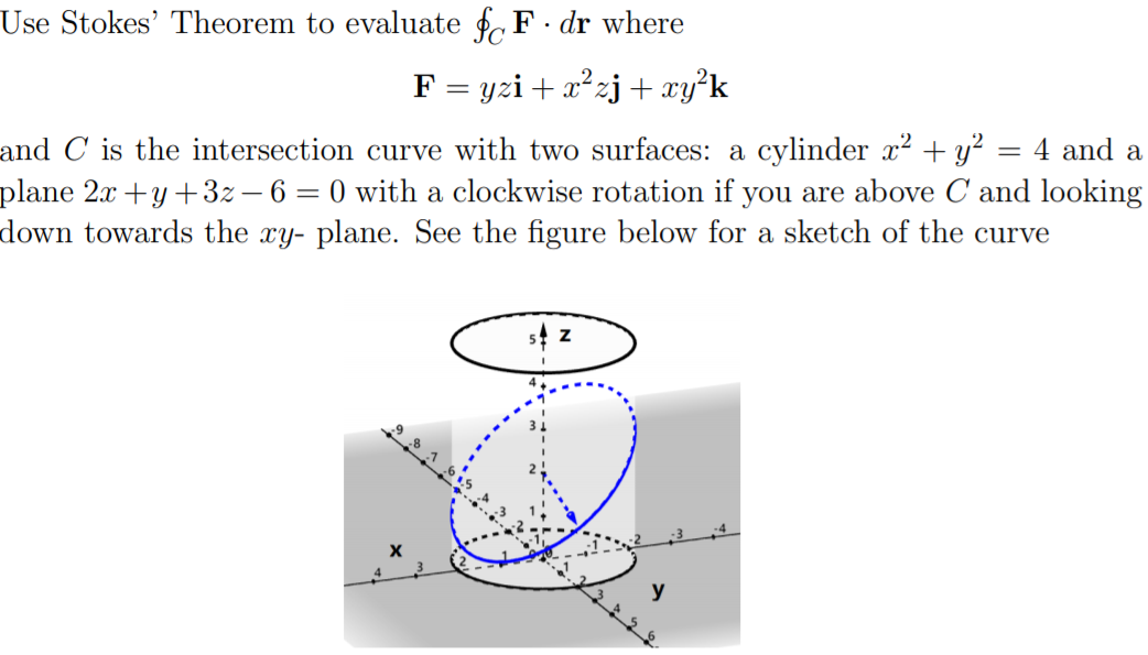Solved Use Stokes' Theorem to evaluate $c F. dr where F=yzi | Chegg.com