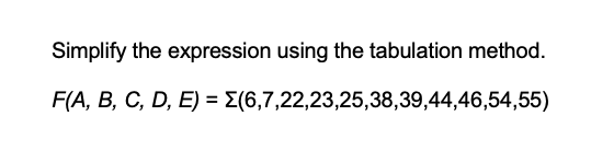 Solved Simplify the expression using the tabulation method. | Chegg.com