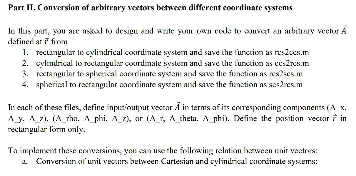 Part II. Conversion of arbitrary vectors between | Chegg.com