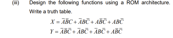 Solved (iii) Design the following functions using a ROM | Chegg.com
