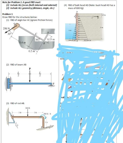 Solved (4) FBD of bulk head AD (Note: buck head AD has a | Chegg.com