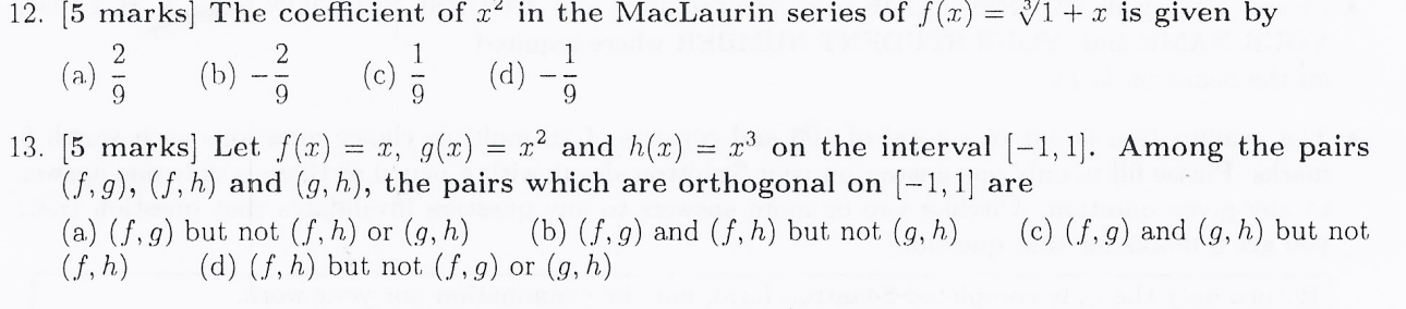 Solved 2. [5 marks] The coefficient of x2 in the MacLaurin | Chegg.com