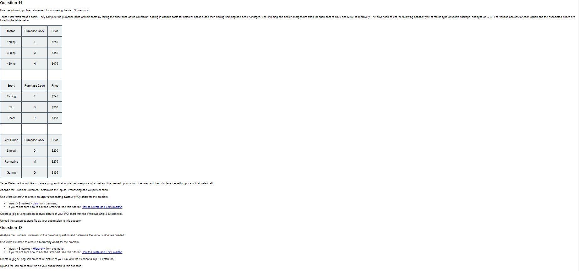 Solved Texas Watercraft would Ke to have a program that | Chegg.com