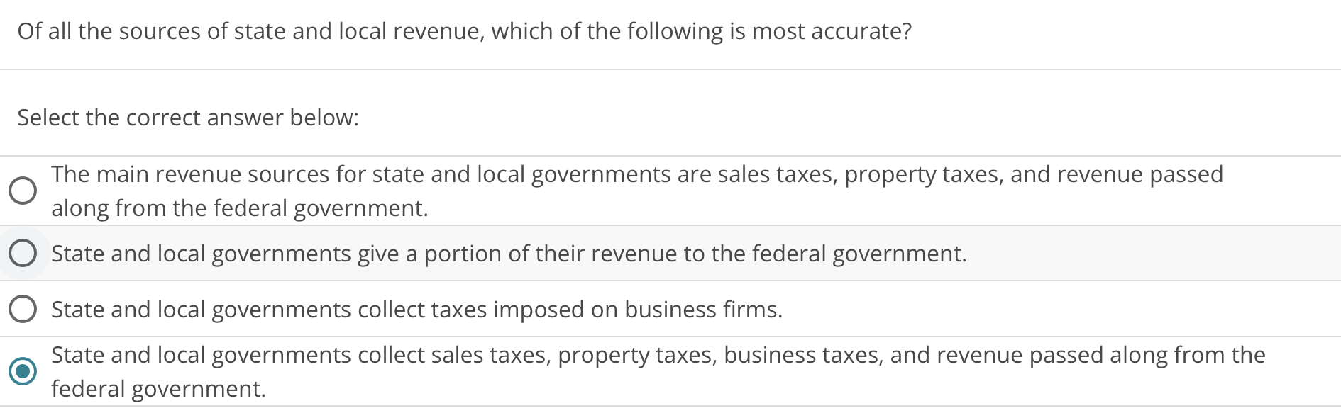 Solved Of all the sources of state and local revenue, which | Chegg.com