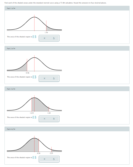 Solved Find each of the shaded areas under the standard | Chegg.com