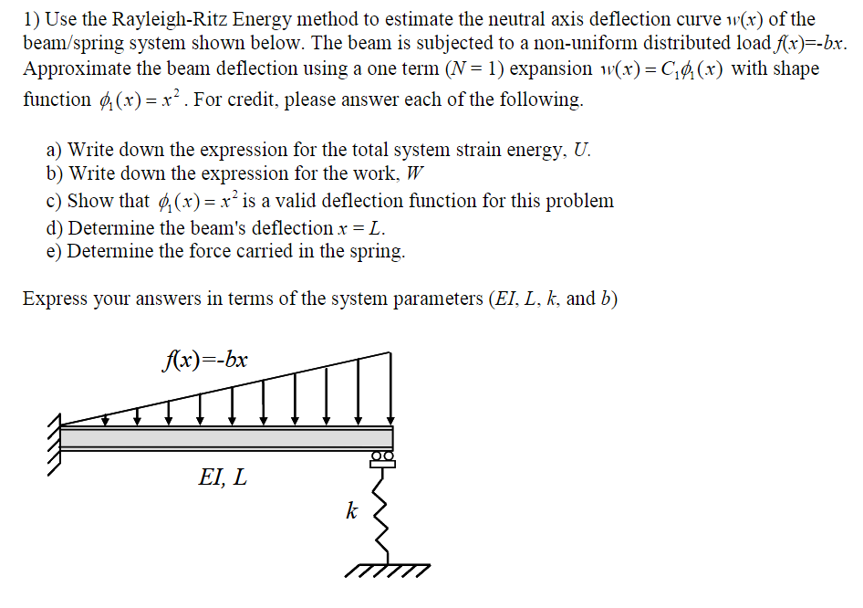 Solved 1) Use the Rayleigh-Ritz Energy method to estimate | Chegg.com