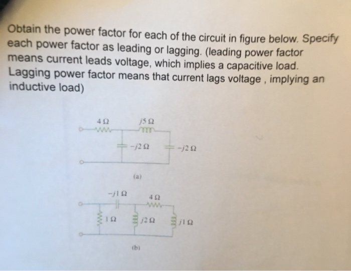 Solved Obtain the power factor for each of the circuit in | Chegg.com