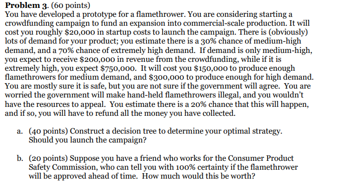 Solved Problem 3. (60 points) You have developed a prototype | Chegg.com