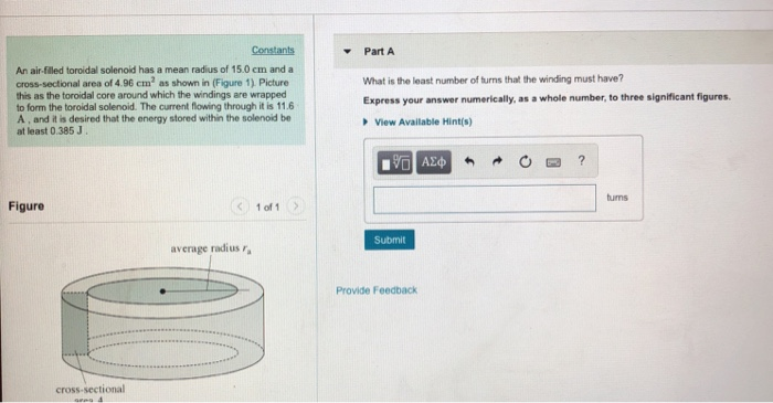 Solved Constants Part A An air-filled toroidal solenoid has | Chegg.com