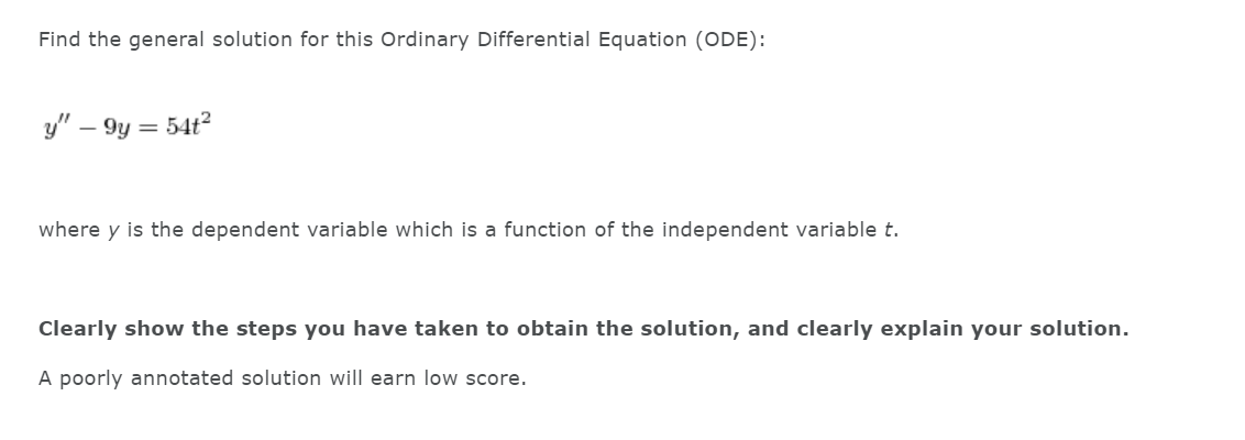 Solved Find the general solution for this Ordinary | Chegg.com