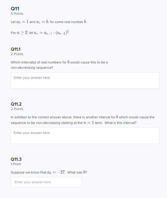 Solved Q11 5 Points Let ao = 1 and a b, for some real number | Chegg.com Solved Q11 5 Points Let ao = 1 and a b, for some real number | Chegg.com