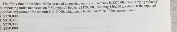 Solved The fair value of net identifiable assets of a | Chegg.com