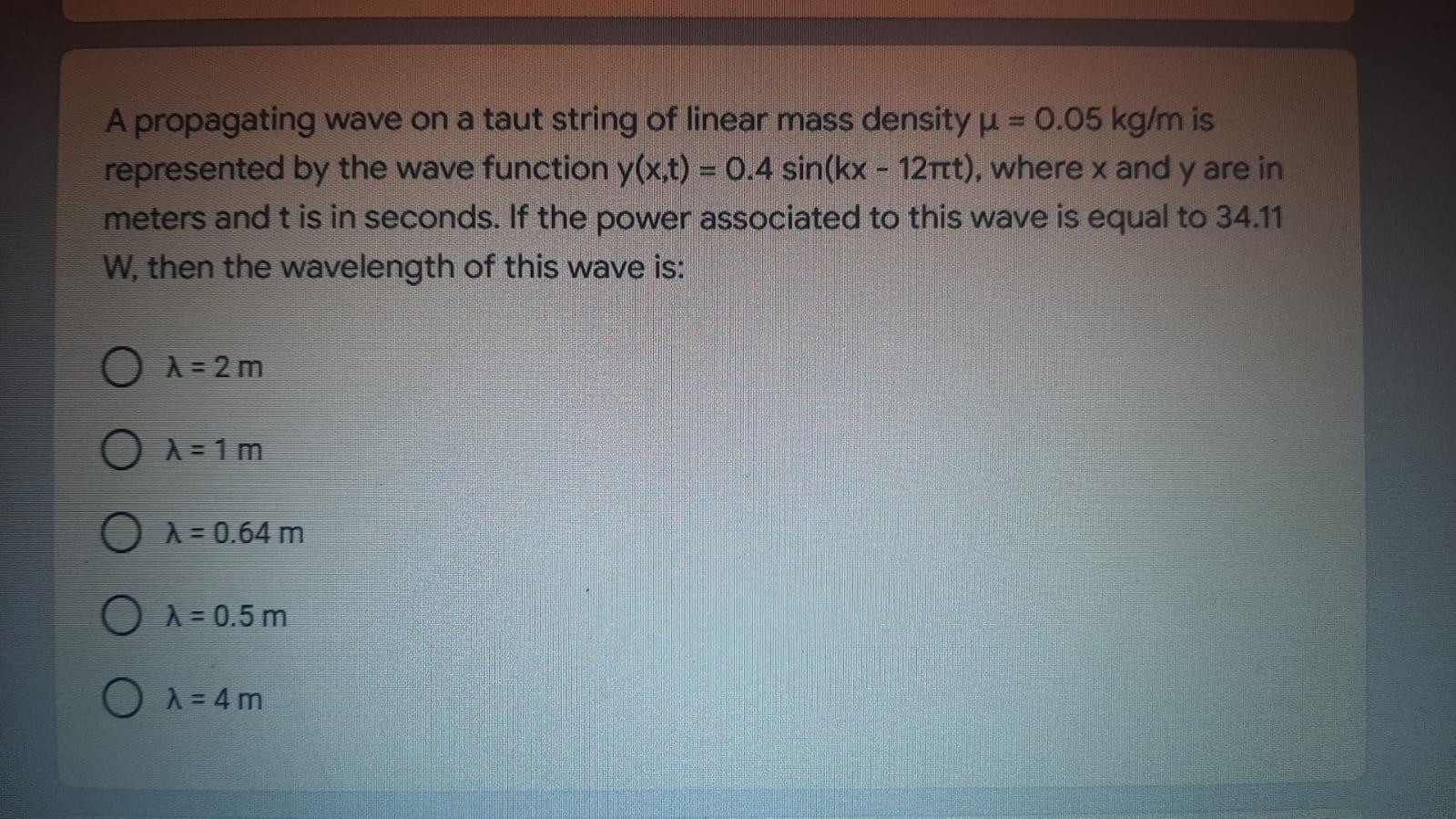 Solved A propagating wave on a taut string of linear mass | Chegg.com