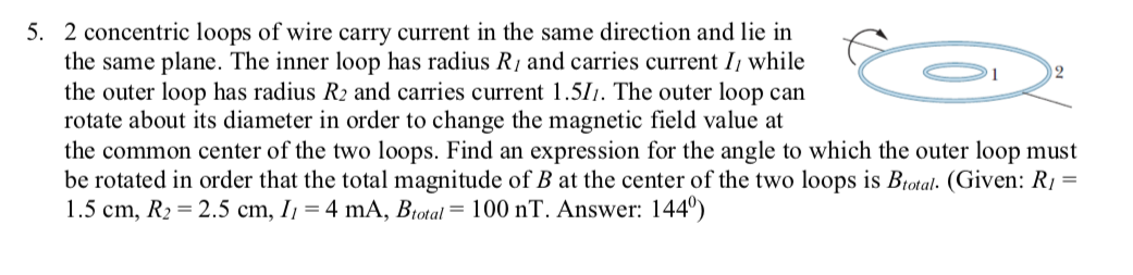 Solved 5. 2 concentric loops of wire carry current in the | Chegg.com