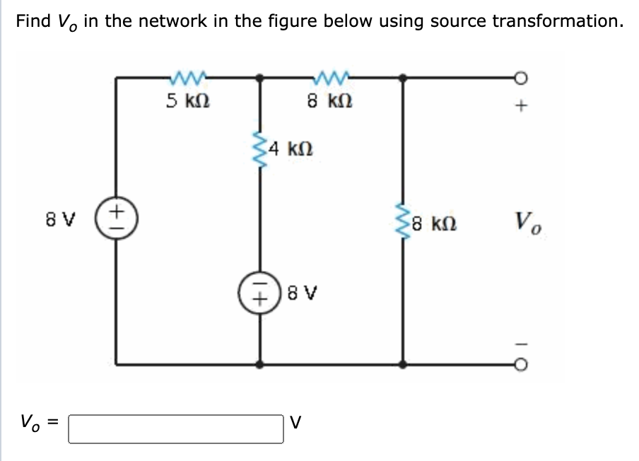 Solved Find Vo in the network in the figure below using | Chegg.com
