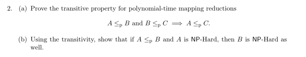 Solved 2. (a) Prove the transitive property for | Chegg.com