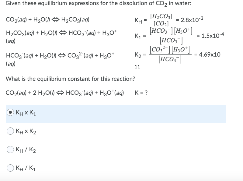 Solved Given these equilibrium expressions for the | Chegg.com