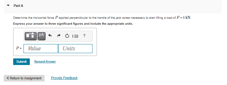 Solved The square-threaded screw shown in (Figure 1) has a | Chegg.com