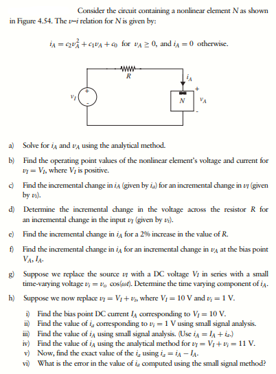 Solved Consider the circuit containing a nonlinear element N | Chegg.com