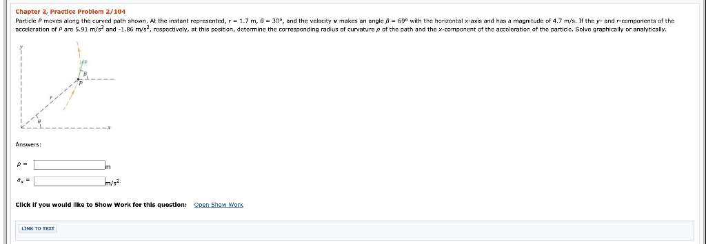 Solved Chapter 2, Practice Problem 2/104 Particle P moves | Chegg.com