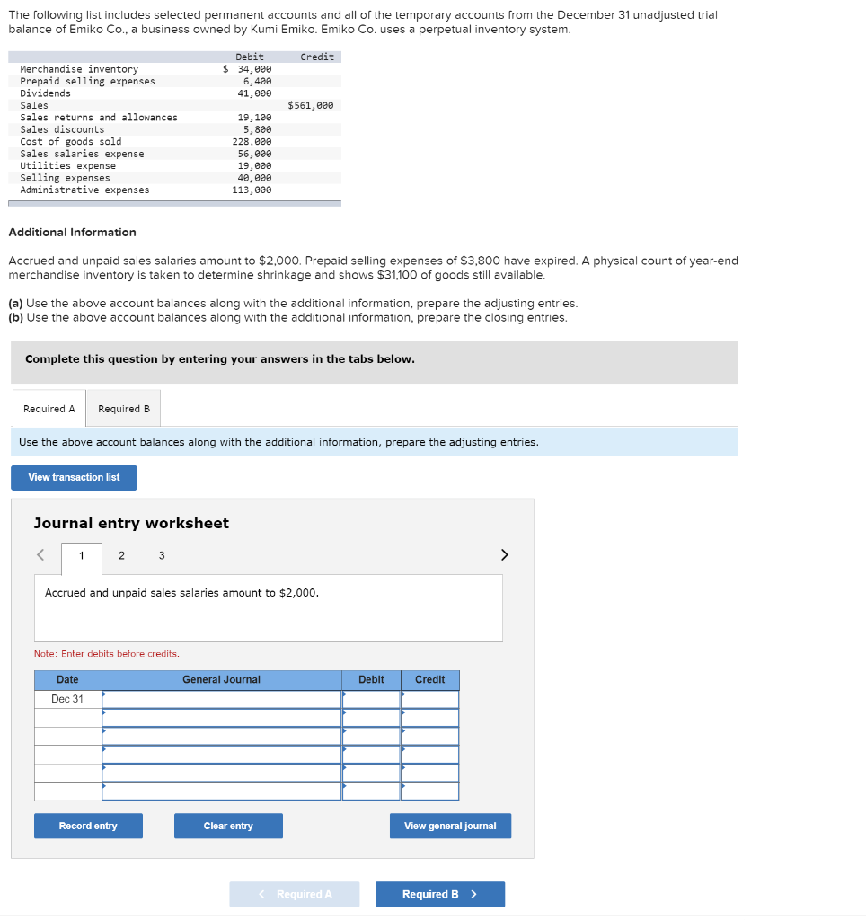 Solved The following list includes selected permanent | Chegg.com