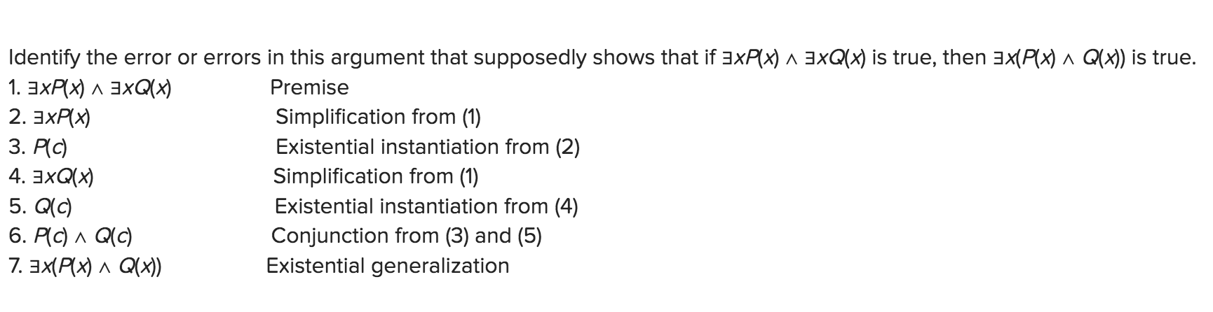 Solved Identify the error or errors in this argument that | Chegg.com