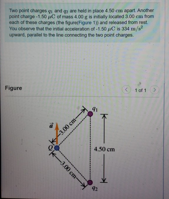 Solved Two point charges q1 and q2 are held in place 4.50 cm | Chegg.com