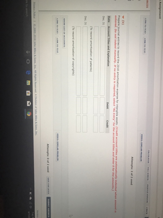 Solved Problem 9-SA (Part Level Submission) The intangible | Chegg.com